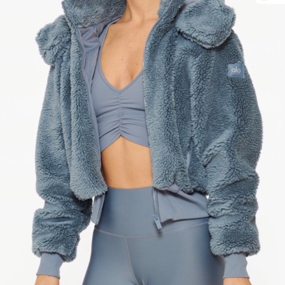 ALO Yoga | Jackets & Coats | Alo Yoga Foxy Sherpa Jacket In Steel Blue ...